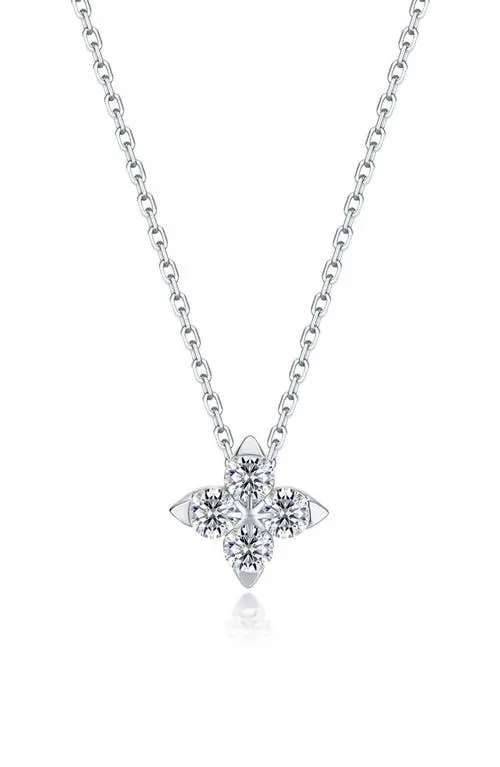 Lafonn Sterling Simulated Diamond Trillium Pendant Necklace - Silver