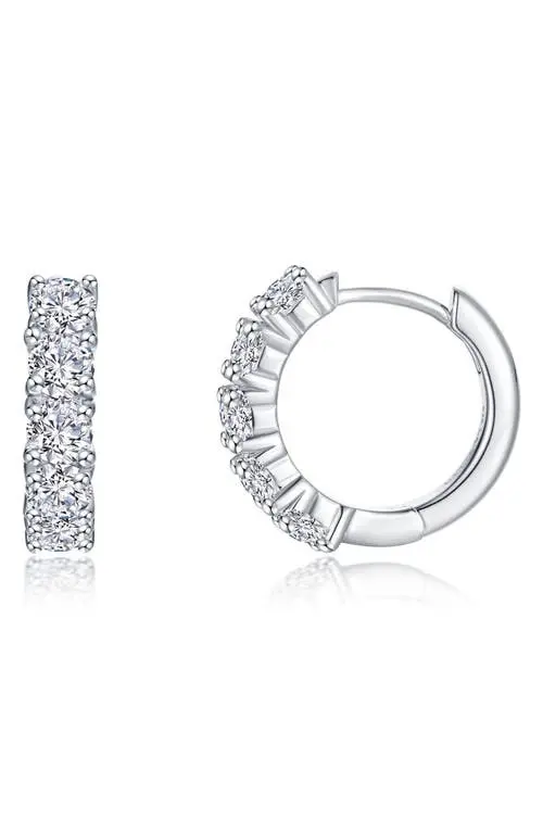 Lafonn Clara Pavé Simulated Diamond Huggie Hoop Earrings - Silver