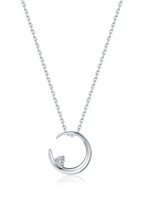 Lafonn Simulated Diamond Crescent Moon Pendant Necklace - Silver