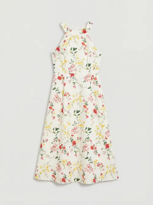 OASIS Petite Ottoman Twill Halter Midi Dress