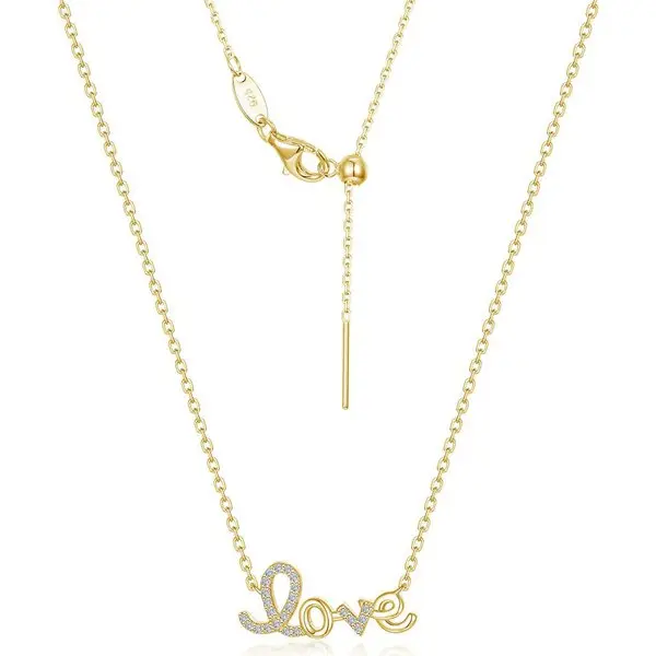 Lafonn Love Pendant Necklace With Pavé Simulated Diamonds - Gold