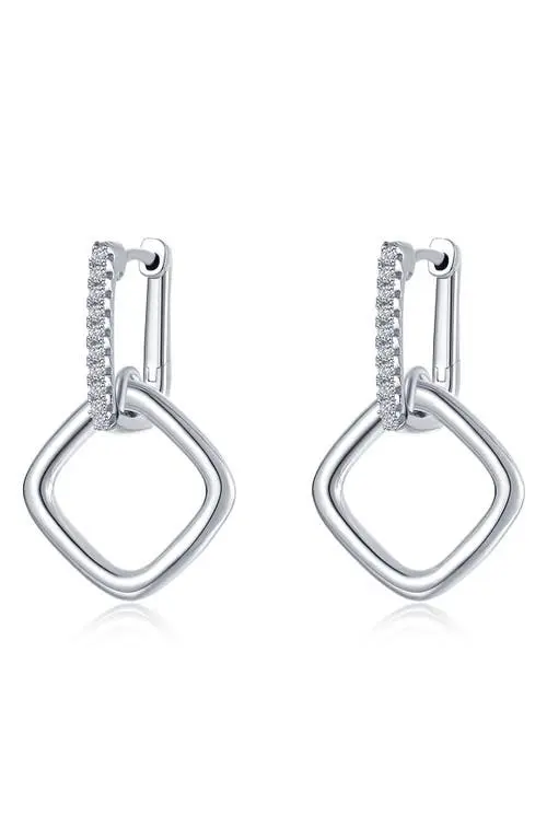 Lafonn Lumina Cube Simulated Diamond Drop Earrings - Silver