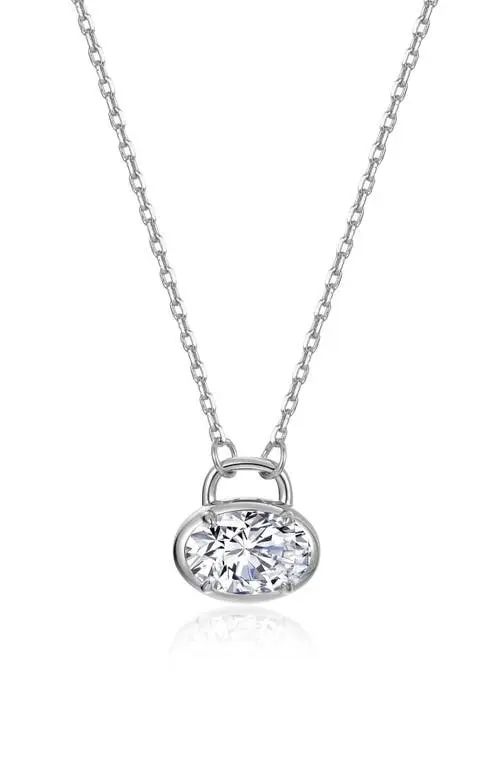 Lafonn Oval Lock Necklace - Silver