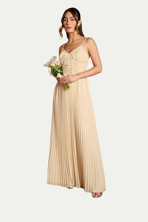 OASIS Chiffon Ruffle Strap Maxi Dress - Ivory
