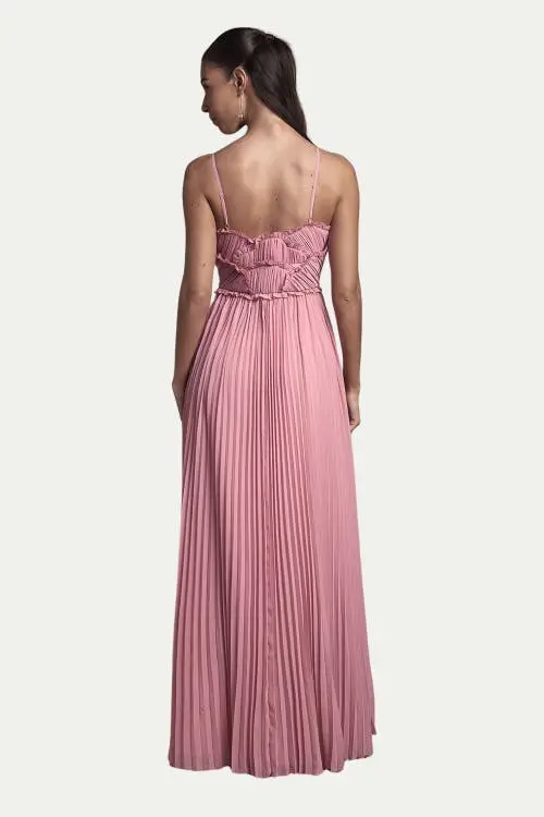OASIS Chiffon Ruffle Strap Maxi Dress - Rose