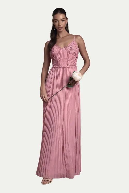 OASIS Chiffon Ruffle Strap Maxi Dress - Rose
