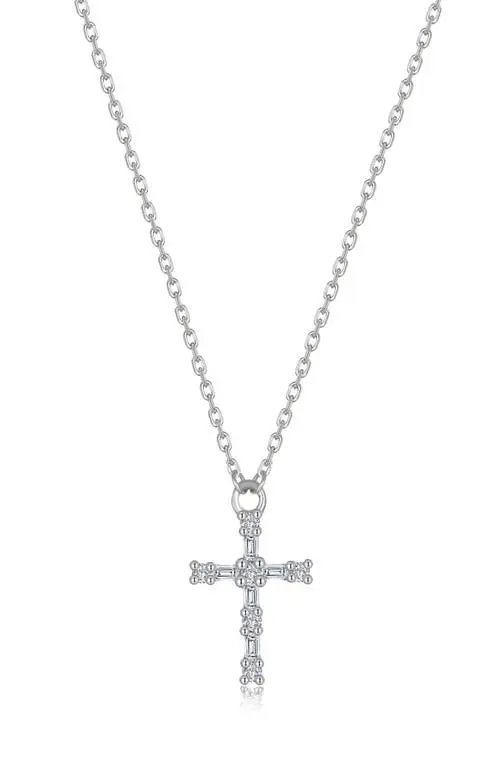 Lafonn Eden Baguette Simulated Diamond Cross Necklace - Silver