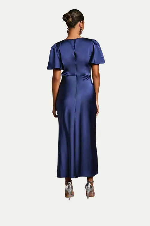OASIS Angel Sleeve Midi Dress - Navy