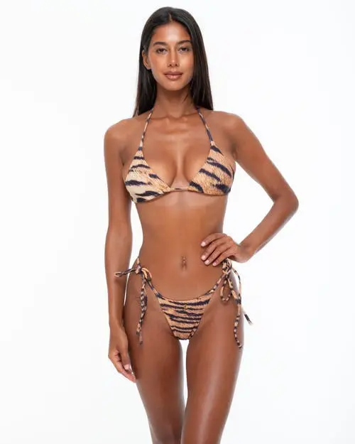One Empire Iris Leo Print Triangle Bikini Bottoms