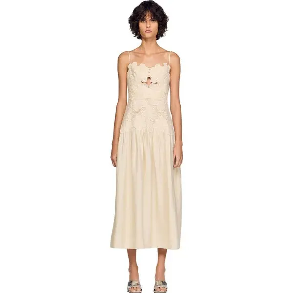 Sandro Guipure Maxi Dress - Ecru