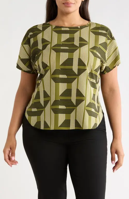 Anne Klein Printed Bateau Neck Top
