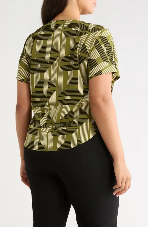 Anne Klein Printed Bateau Neck Top