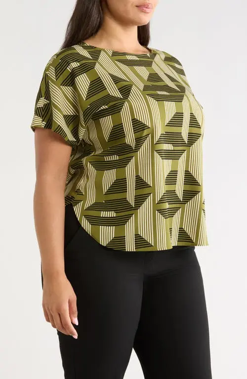 Anne Klein Printed Bateau Neck Top