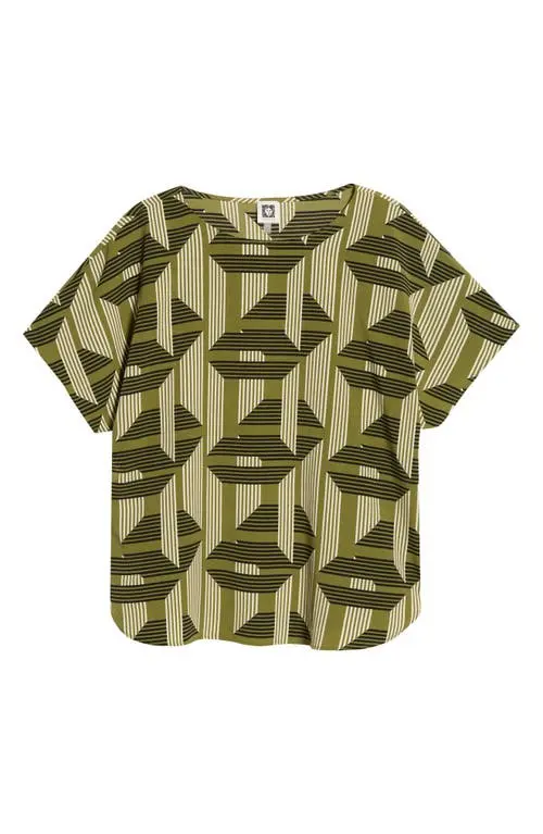 Anne Klein Printed Bateau Neck Top