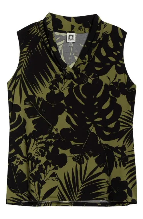 Anne Klein Sleeveless Floral Print Top With Shawl Collar