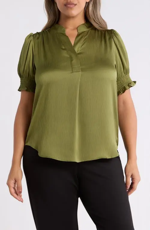Anne Klein Crinkled Satin Top - Bay Leaf