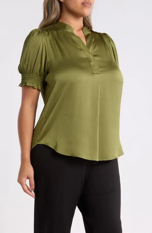 Anne Klein Crinkled Satin Top - Bay Leaf