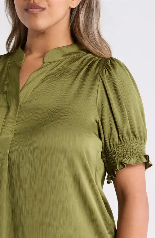 Anne Klein Crinkled Satin Top - Bay Leaf