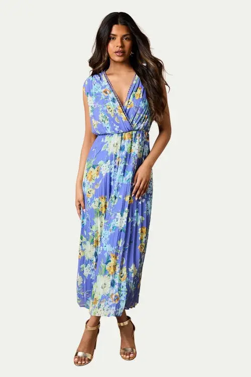 OASIS Petite Occasion Wrap Maxi Dress - Blue