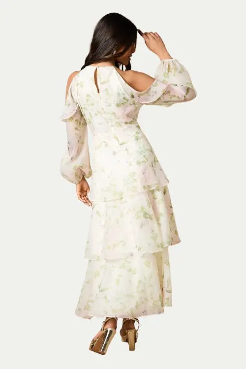 OASIS Petite Organza Cold Shoulder Midi Dress