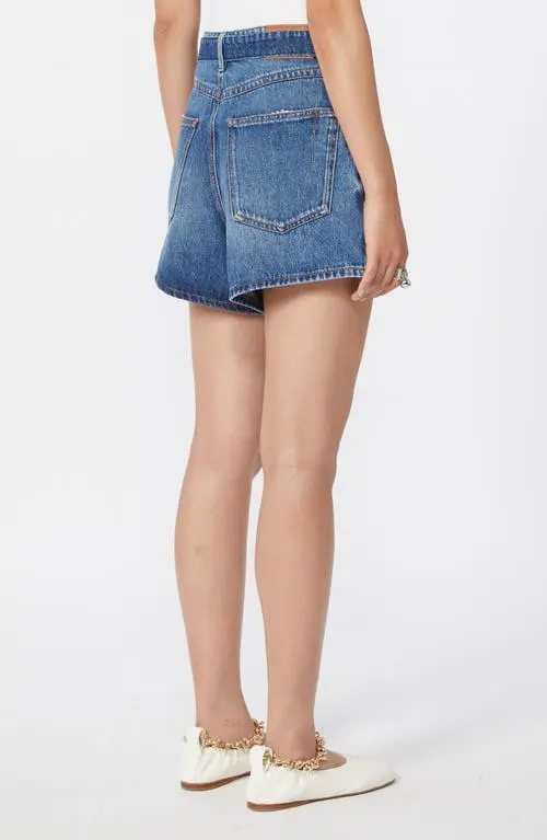Sportmax Fiesta High Waist Belted Denim Shorts - Midnight Blue