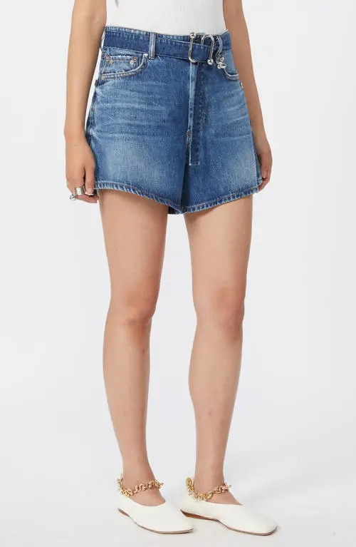 Sportmax Fiesta High Waist Belted Denim Shorts - Midnight Blue