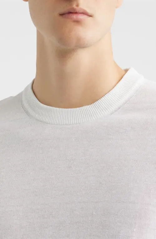 BOSS Norbertino Cotton Short Sleeve Tipped Sweater - White