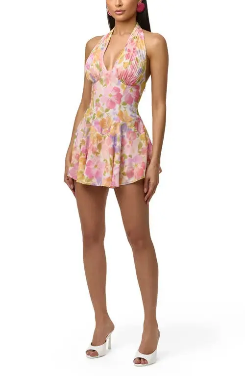Naked Wardrobe Printed Pleated Skirted Chiffon Romper