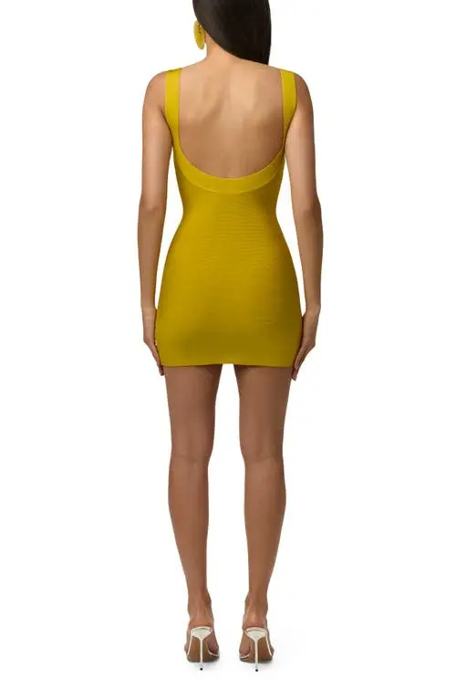 Naked Wardrobe Knit Sculpt Bandage Minidress - Lemon