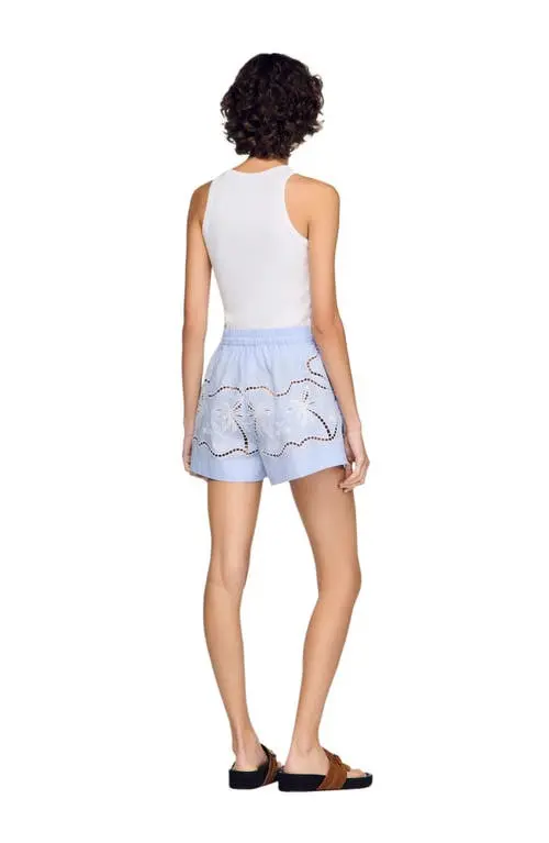 Sandro Embroidered Cotton Shorts