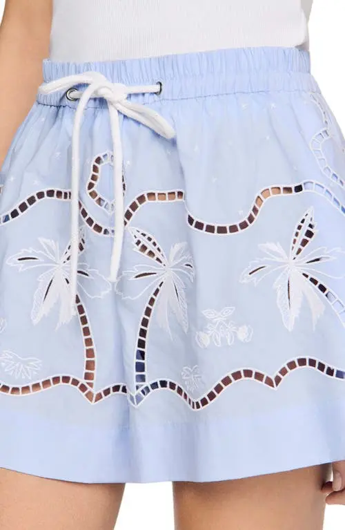 Sandro Embroidered Cotton Shorts