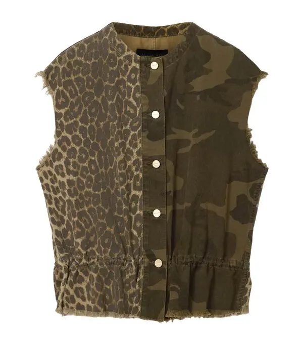 ALLSAINTS Mixed Print Denim Waistcoat - Green