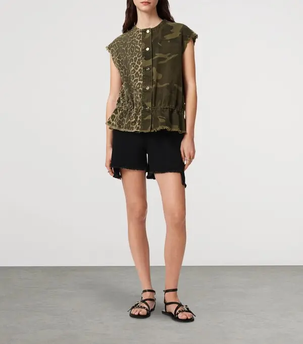 ALLSAINTS Mixed Print Denim Waistcoat