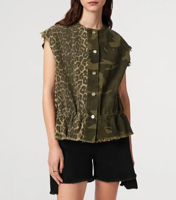 ALLSAINTS Mixed Print Denim Waistcoat