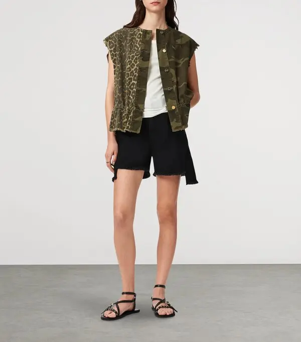 ALLSAINTS Mixed Print Denim Waistcoat