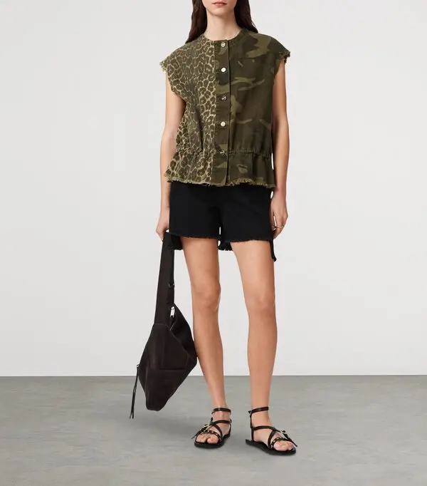 ALLSAINTS Mixed Print Denim Waistcoat