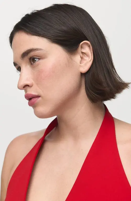Mango Pleated Halter Peplum Top