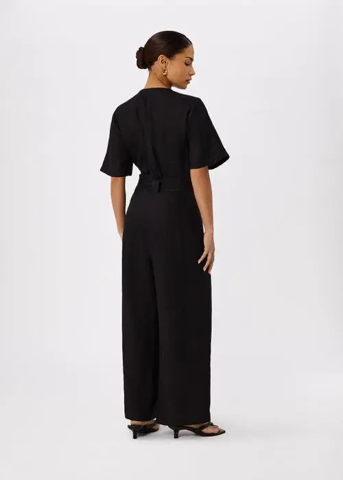 Whistles Fiona Linen Button-front Jumpsuit - Black