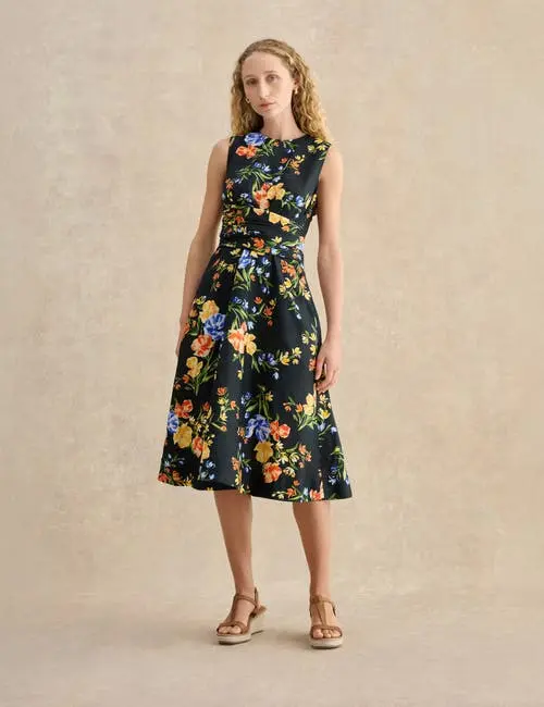 HOBBS LONDON Twitchill Sleeveless Printed Midi Dress - Navy Multi