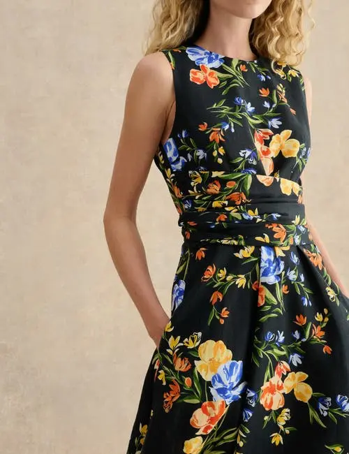HOBBS LONDON Sleeveless Printed Midi Dress
