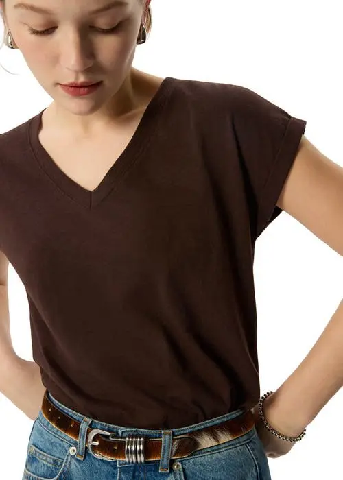 Whistles Willa V-neck Cap Sleeve Top