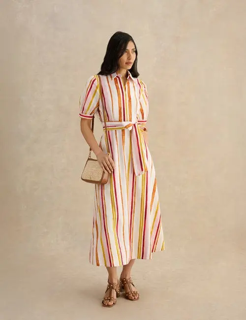 HOBBS LONDON Belted Shirt Midi Dress