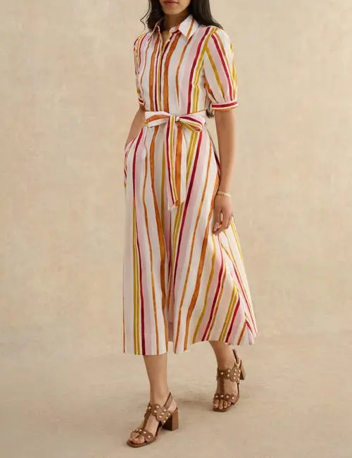 HOBBS LONDON Belted Shirt Midi Dress
