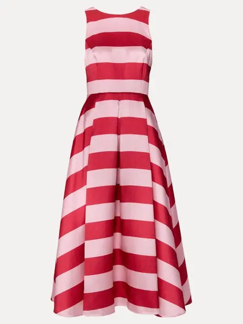 PHASE EIGHT Kiria Stripe Satin A-line Midi Dress