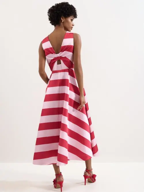 PHASE EIGHT Kiria Stripe Satin A-line Midi Dress