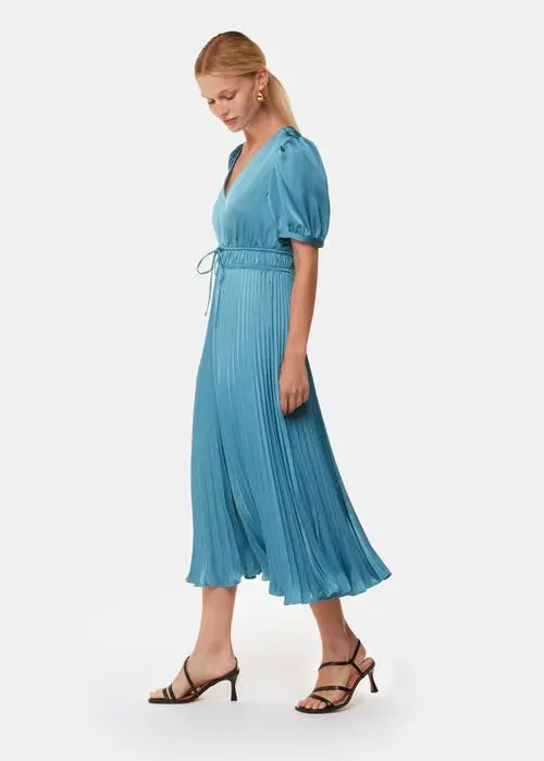 Whistles Delilah Satin Pleat Maxi Dress