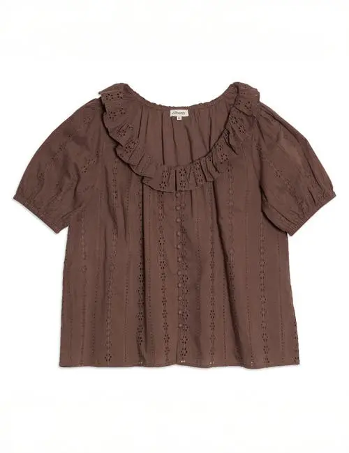 ALBARAY Ruffle Neck Button-front Blouse