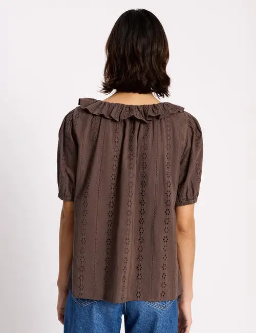 ALBARAY Ruffle Neck Button-front Blouse