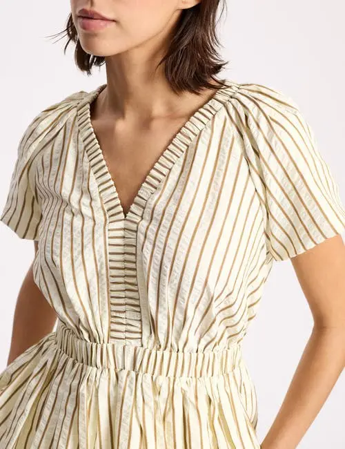 ALBARAY Stripe Cotton Bubble Hem Top