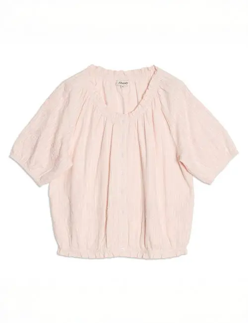 ALBARAY Embroidered Scoop Neck Blouse